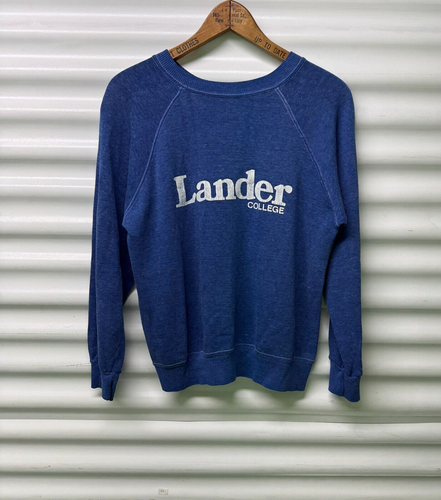 Vintage 70s Faded Blue Lander College Raglan Sweatshirt Medium | eBay