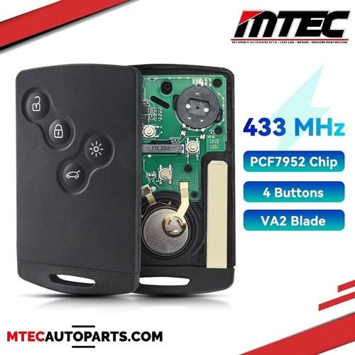 Remote Key Card Renault Megane Scenic Clio 433MHz PCF7953 4 Buttons | eBay