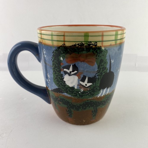 Oneida Fiddlestix 16-oz Earthenware Mug Cat Cats Christmas Holiday Hand ...