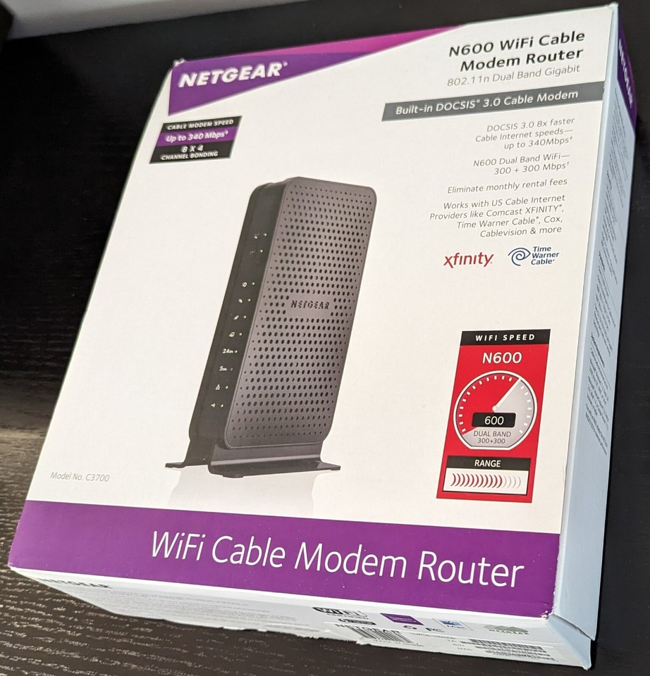 NETGEAR N600 C3700 WiFi Cable Modem Router - Built-In DOCSIS 3.0 Cable ...