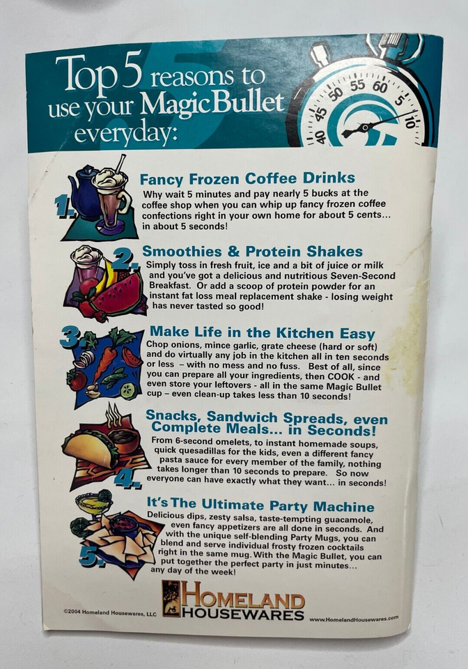 Magic Bullet 10 Second Recipes and User Guide, Paperback | eBay