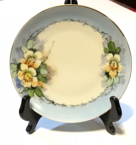 Beautiful 6 3/8 Antique Handpainted NIPPON Stamp Plate Light Blue with ...