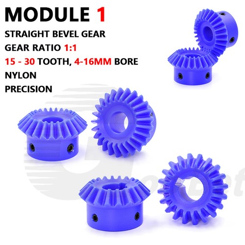 Straight Bevel Gear Module 1 90° 1:1 Pairing 15-30 Tooth 4-16mm Bore ...