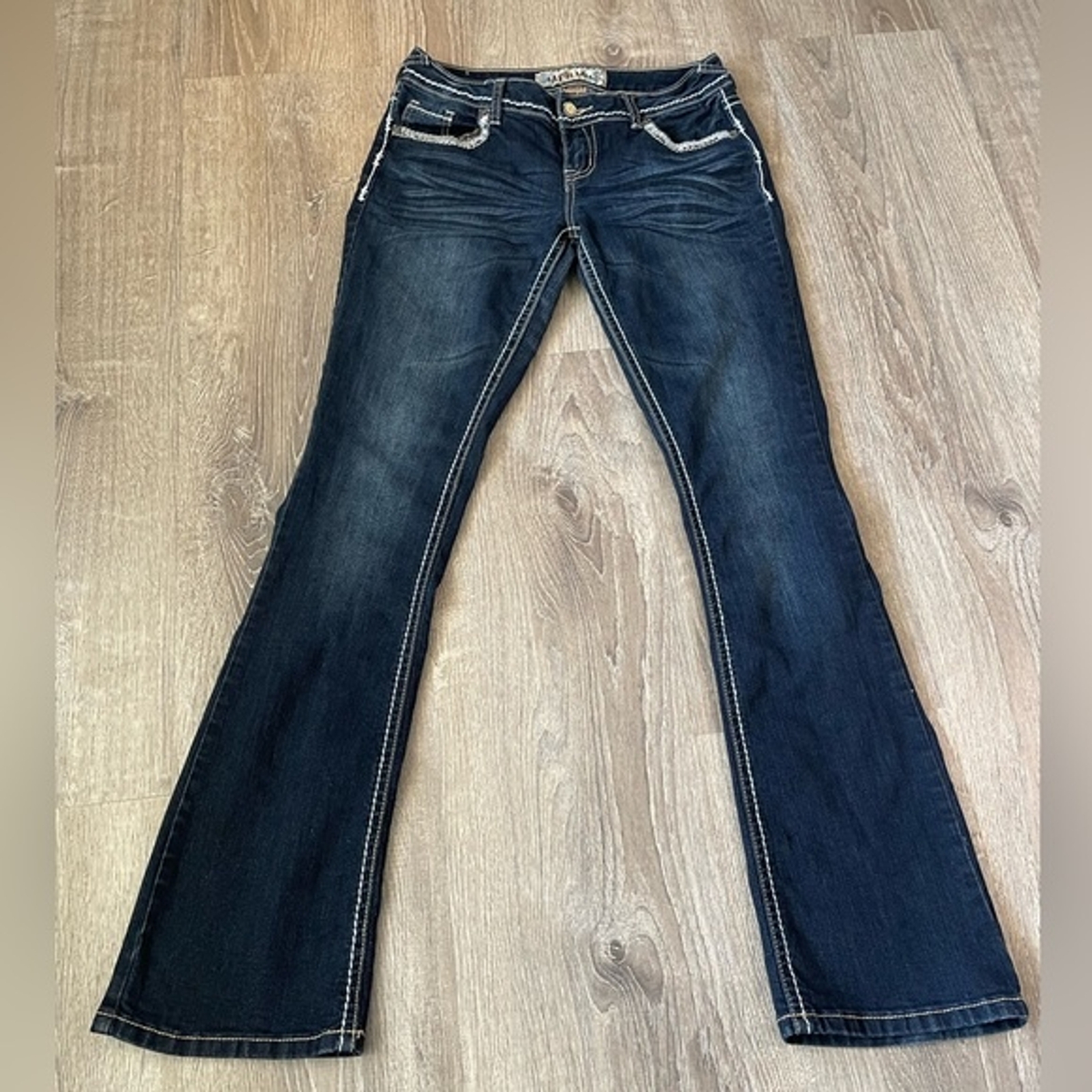 Apollo Jeans Size 5/6 Dark Wash Womens Bootcut Embellished Jeans | eBay