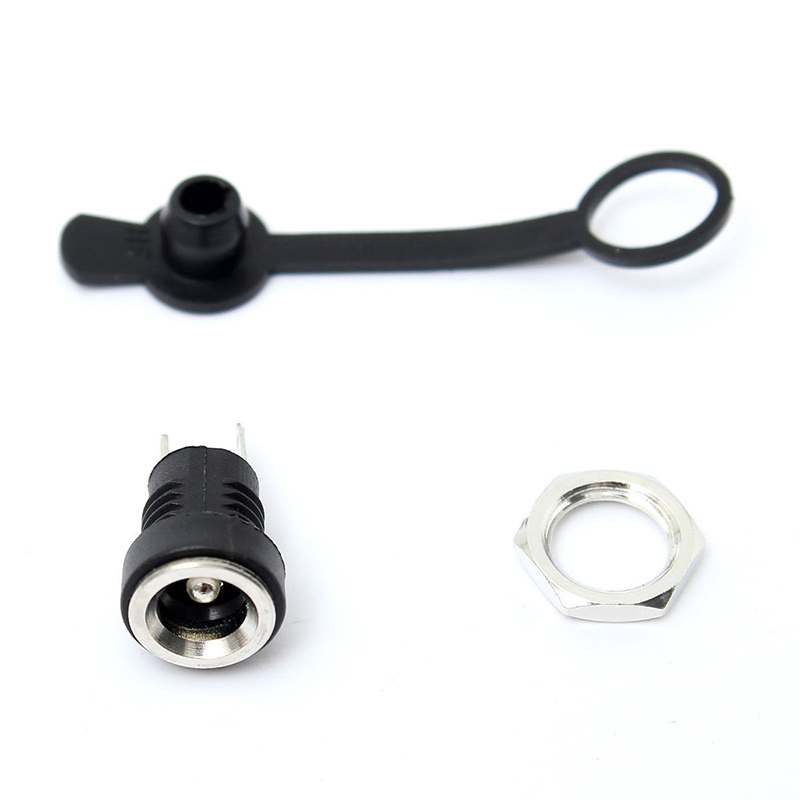 Black Socket Power Jack Plug Female Mount Connector Waterproof 5.5 x2 ...