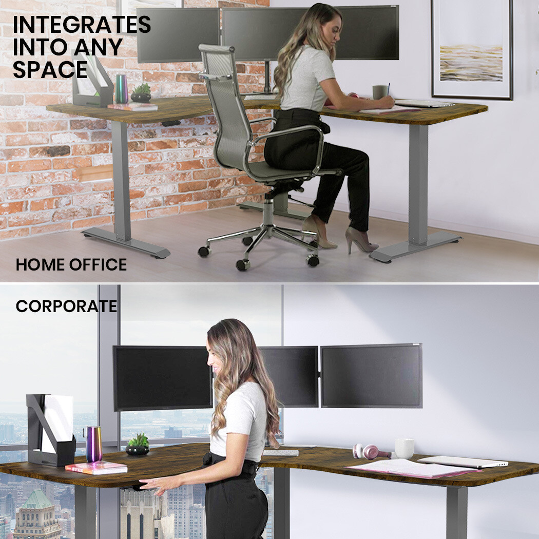 FORTIA Corner Standing Desk 173x173cm Height Adjustable Electric Sit to ...