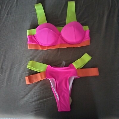 High Cut Patchwork Bathing Suit Great Quality Medium | eBay