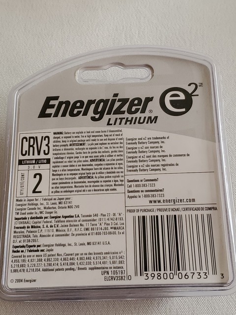 Energizer Crv3 Battery 3vdc Lithium Button 2000mah PK 2 Camera for sale ...