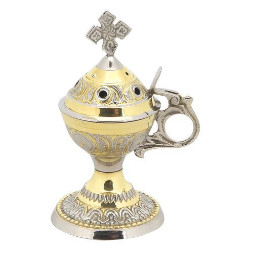 Engraved Brass Christian Orthodox Incense Burner Censer with Cross ...