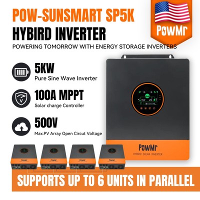 5000W 48V Solar Hybrid Inverter PV 500V Split Phase 120V 240V 100A ...