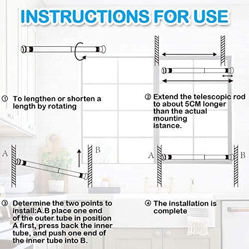AIZESI 2 Pack Tension Rods 28 to 41 Inches Adjustable Curtin rods ...