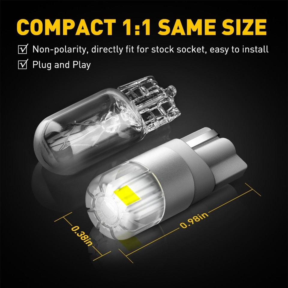 2PC SMD 501 T10 LED BULBS SIDELIGHTS SUPER PURE WHITE CANBUS 5W UK ...