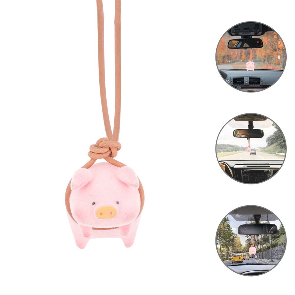 Rearview Mirror Hanging Cartoon Pig Rear View Mirror Pendant Car Charm ...