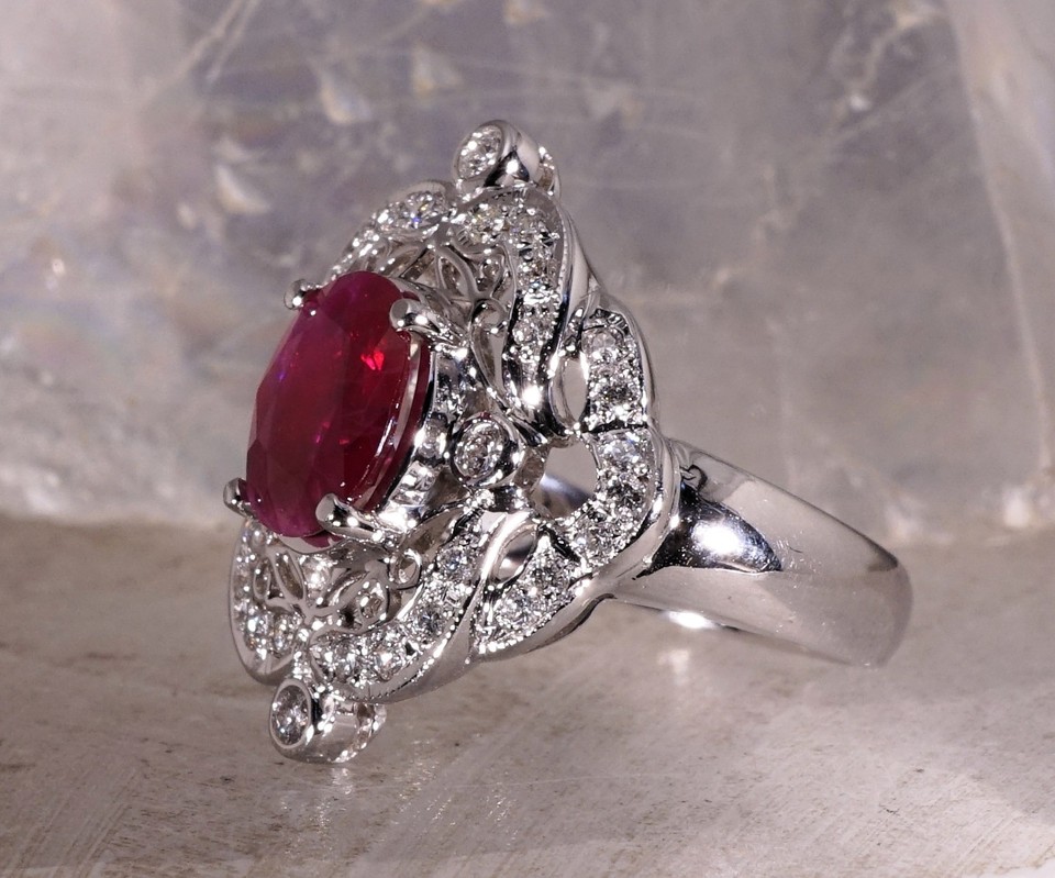 Natural Ruby Ring 1.77ct with 0.39ct of Diamonds 14K solid White Gold Certified | eBay
