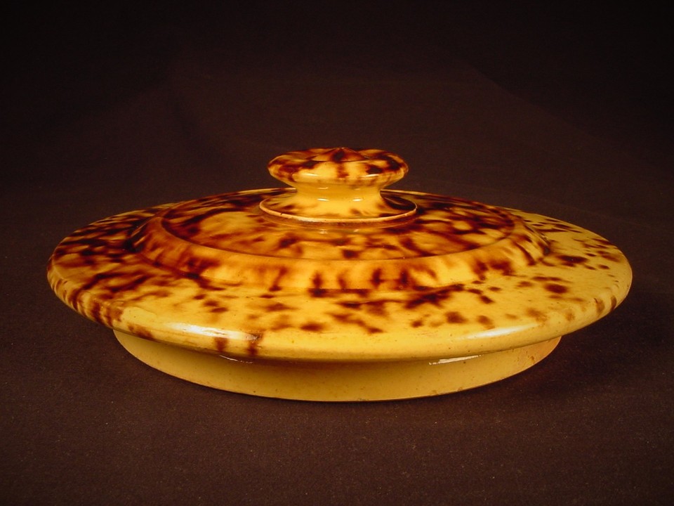 VERY RARE 1800s STORAGE JAR with LID FLINT ROCKINGHAM SPATTER GLAZE ...