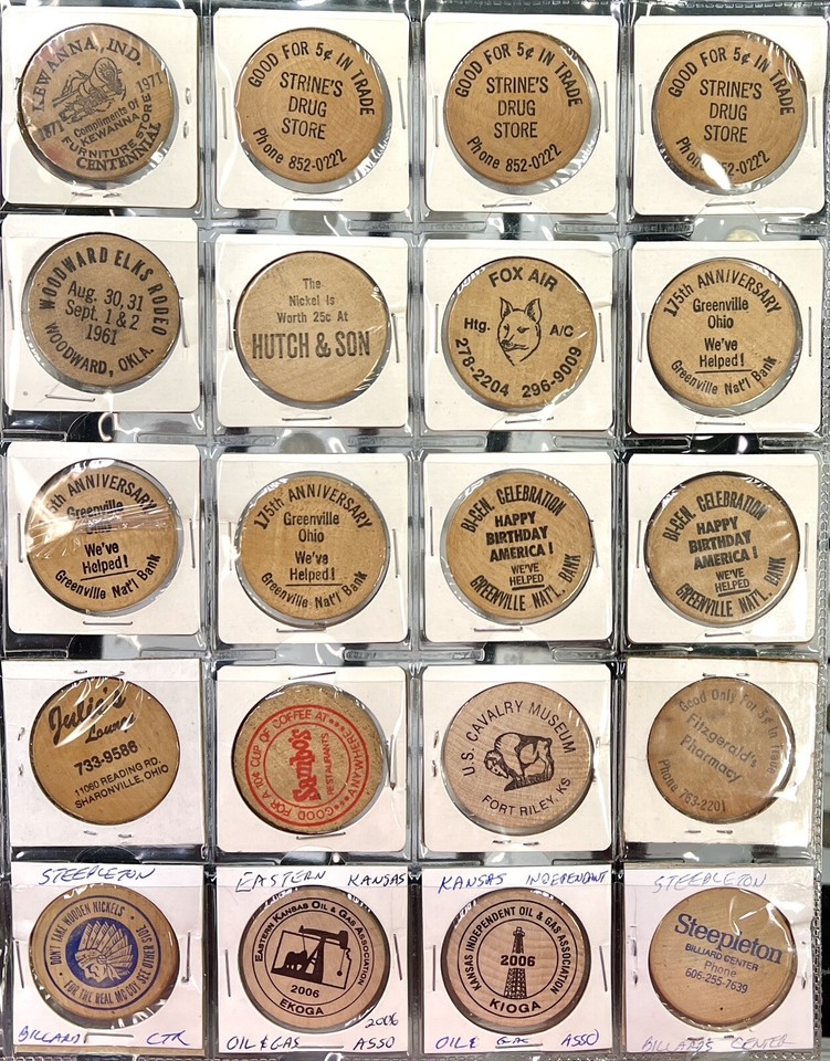 [Lot of 31] Vintage Wooden Nickel Advertising Merchandise Advertising ...