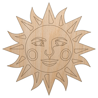 Heraldic Sun Face Unfinished Wood Shape Piece Cutout for DIY Craft ...