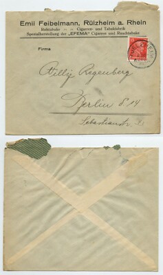 114513 - Beleg Emil Feibelmann, Cigarrenfabrik - Rülzheim 8.2.1928 | eBay