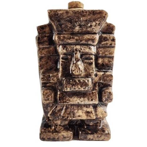 Empty Liquor Bottle Decanter Aztec Mayan God Brown Ceramic Mexico ...