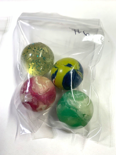 Lot of 4 Vtg 1" Rubber Super Ball Bouncy Balls Abstract Colors Neon ...