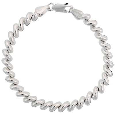 925 Sterling Silver Thick San Marco Chain Necklace Bracelet Women 6mm 7 ...