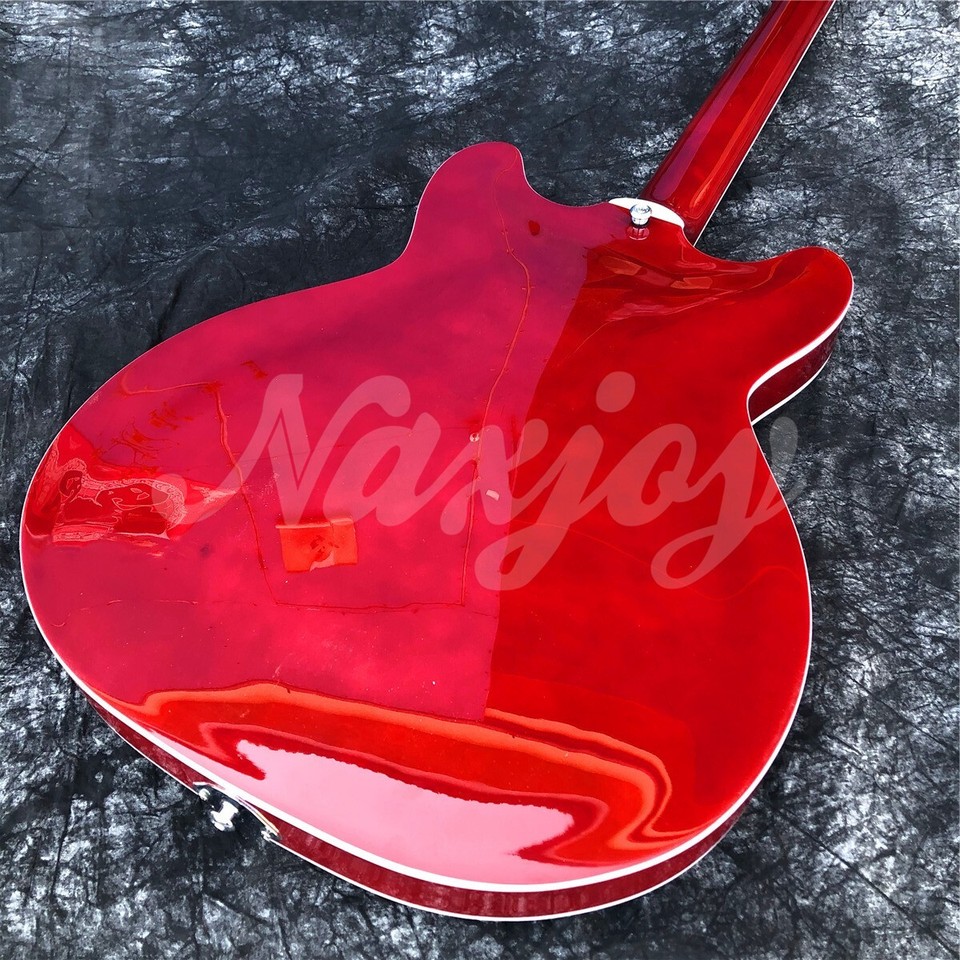 Grote Red Flame Maple Jazz Electric Guitar Semi Hollow F holes Archtop ...