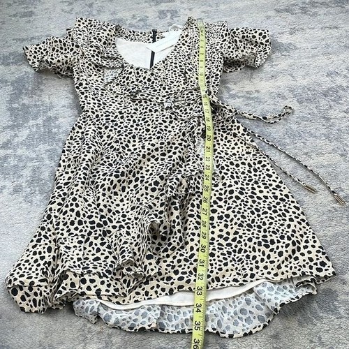 NWT Rebecca Vallance Anya Ruffle Wrap Mini Dress Animal Leopard Sz 0 | eBay