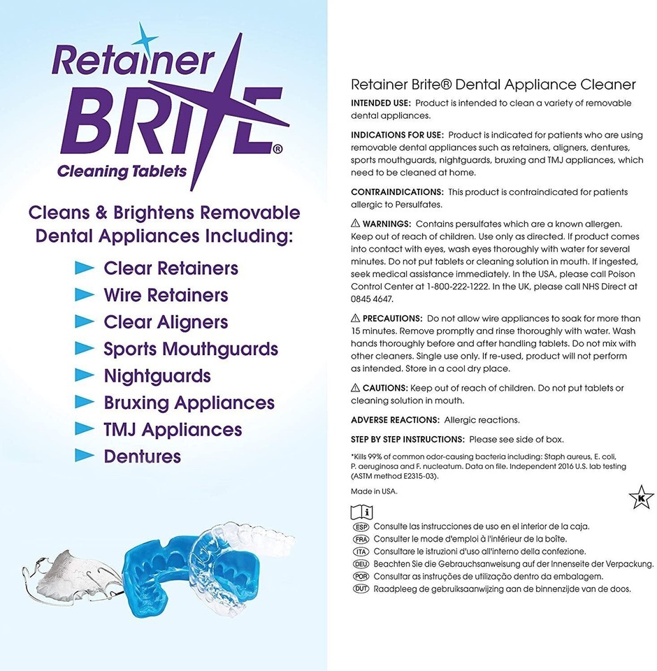 Retainer Brite Cleaning Tablets for Dental Braces Guards Trays Retainer ...