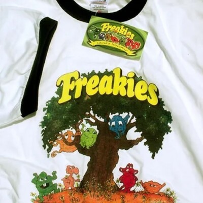 FreakiesTree Retro Style White with Black Ringer Tee Shirts! SMALL To ...