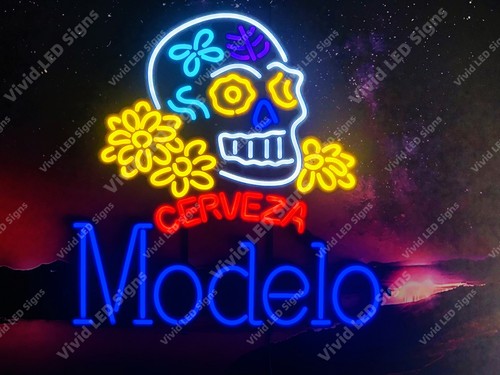 Modelo Especial Sugar Skull Beer Vivid LED Neon Sign Light Lamp With ...