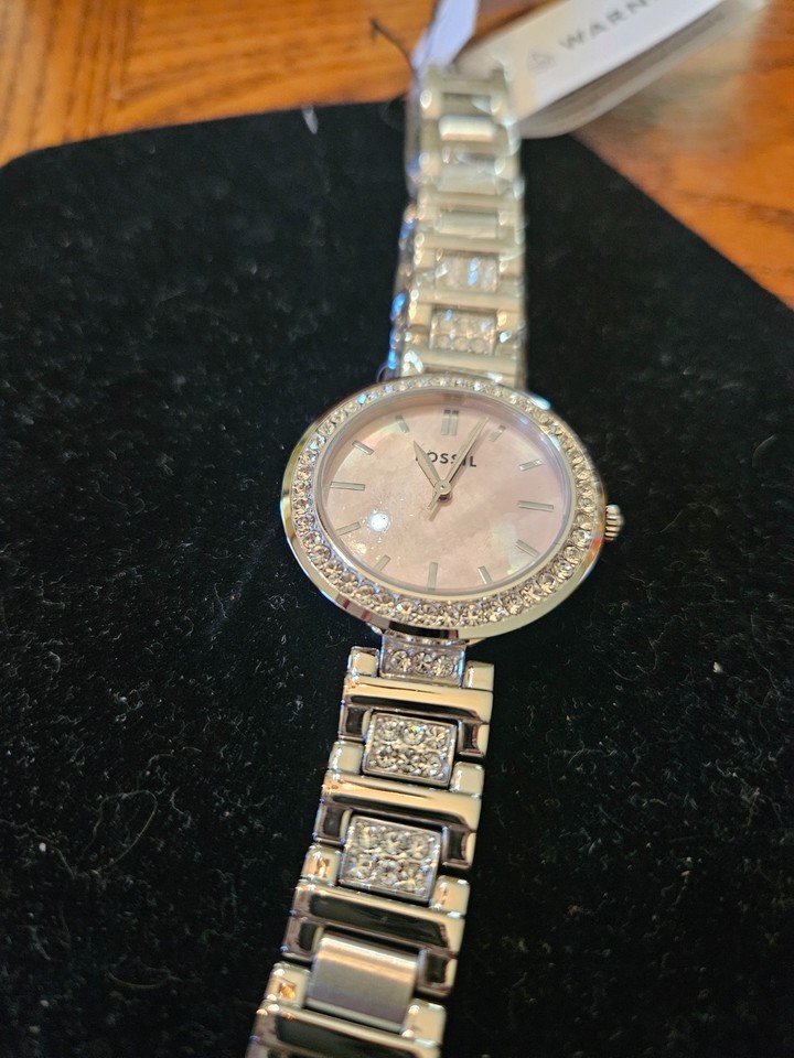 FOSSIL KARLI CRYSTALS SILVER Pink Dial Women’s BQ3182 WATCH | eBay
