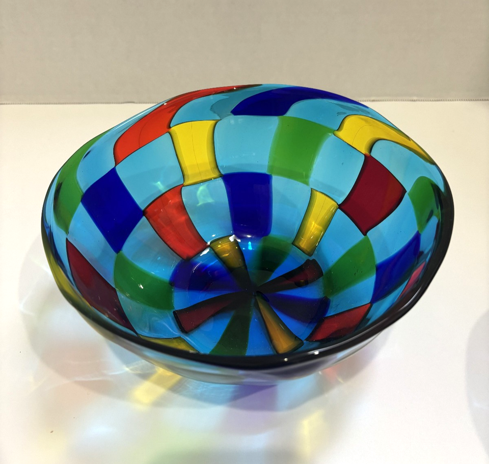 Pair (2) Italian Angelo Ballarin Pezzato Murano Glass Bowls Signed | eBay