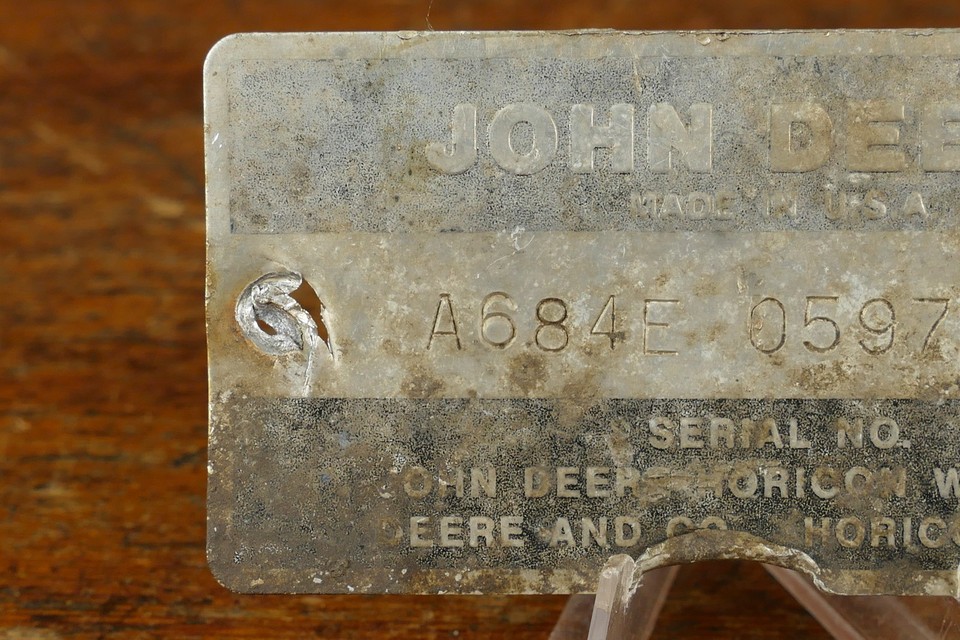 Vintage John Deere 68 Riding Lawn Mower Metal ID Nameplate Tag Sign ...