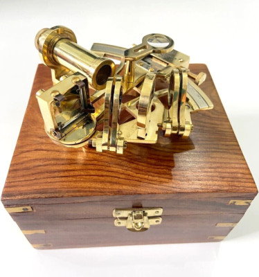 Nautical Brass Sextant With Wooden Box Navigational Instrument Marine ...