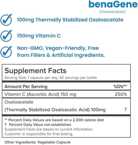 Benagene Oxaloacetate Supplement - Supports Cellular Energy - Thermally ...