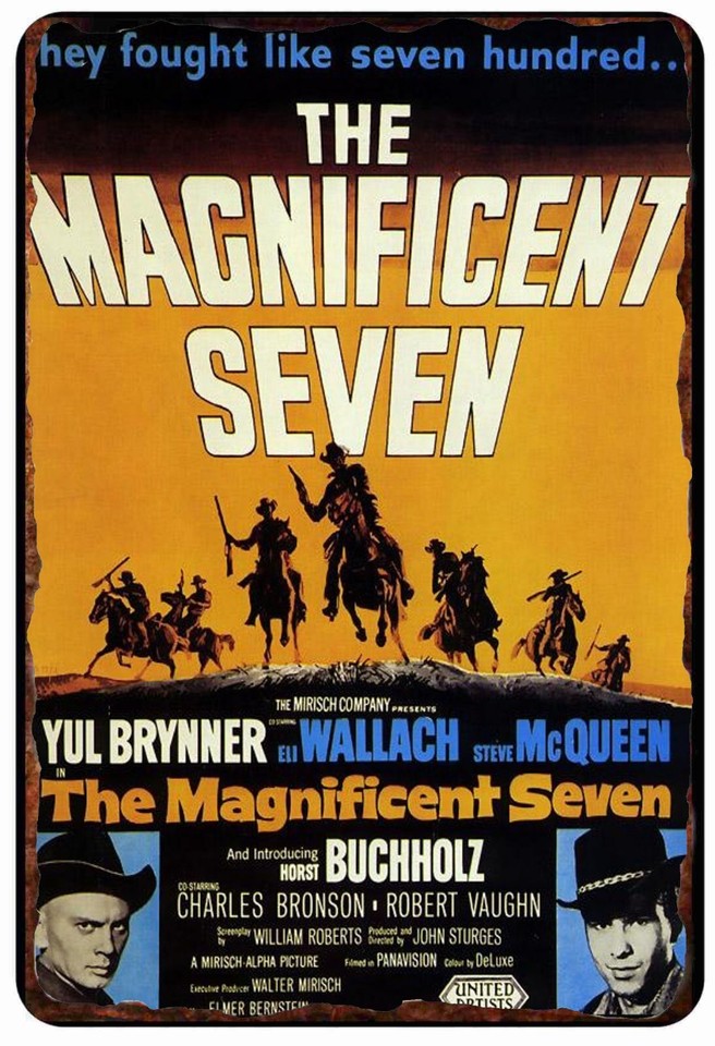 Magnificent Seven Movie poster Retro All Metal Tin Sign 8x12 | eBay