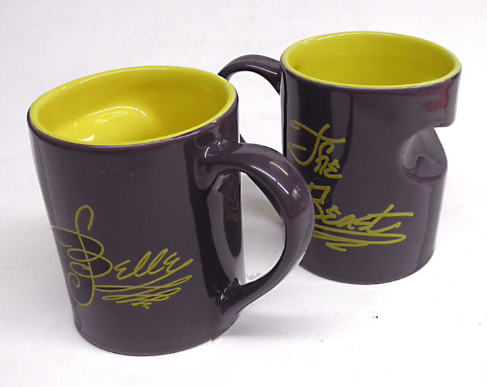 Disney Beauty and The Beast Coffee Mug Set Belle Purple Signature Heart ...