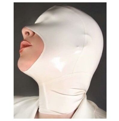 White Latex Hood Back Zipper Open Mouth Beautiful Girl Rubber Mask ...
