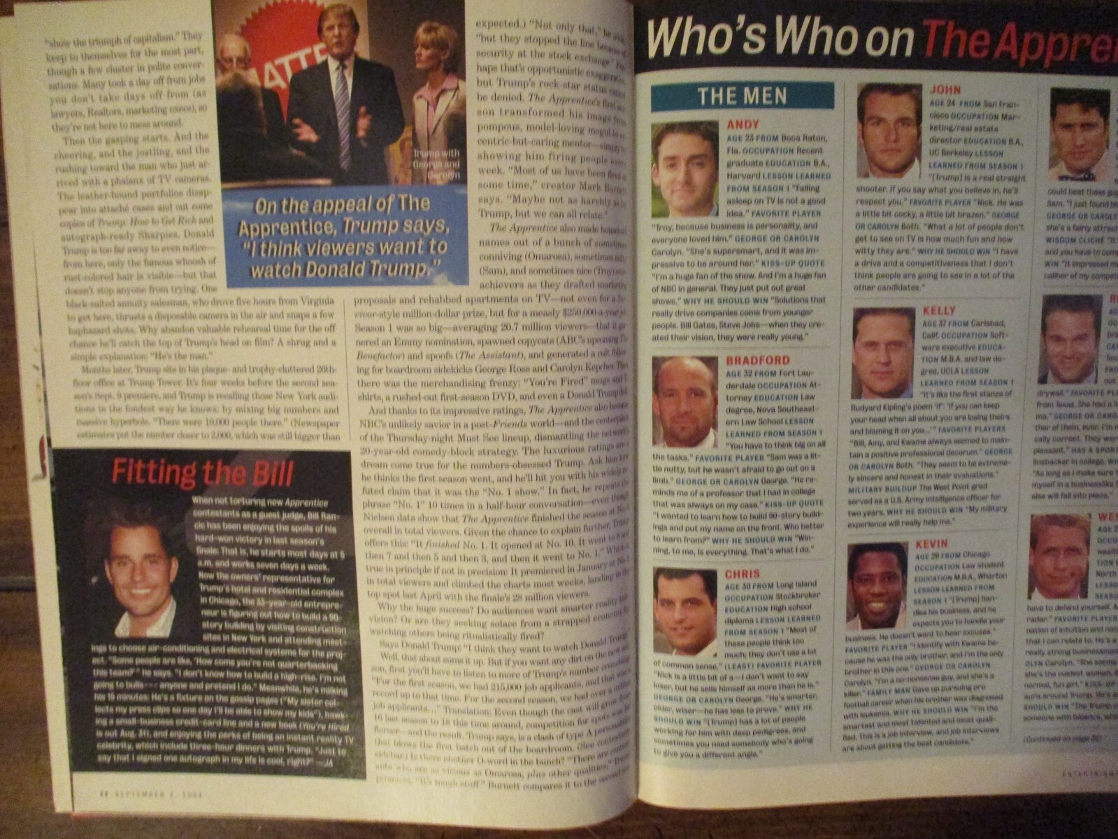 2004 Entertainment Mag(THE APPRENTICE/DONALD TRUMP/ABIGAIL VONA/ELMER ...