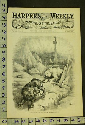 1876 POLITICAL CONGRESS SENATE DEM. REP. LION POLAR BEAR ILLUS NAST ...