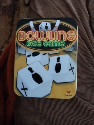 BOWLING DICE GAME Cardinal Gaming Metal Tin Bowl Bowler Sports Die ...