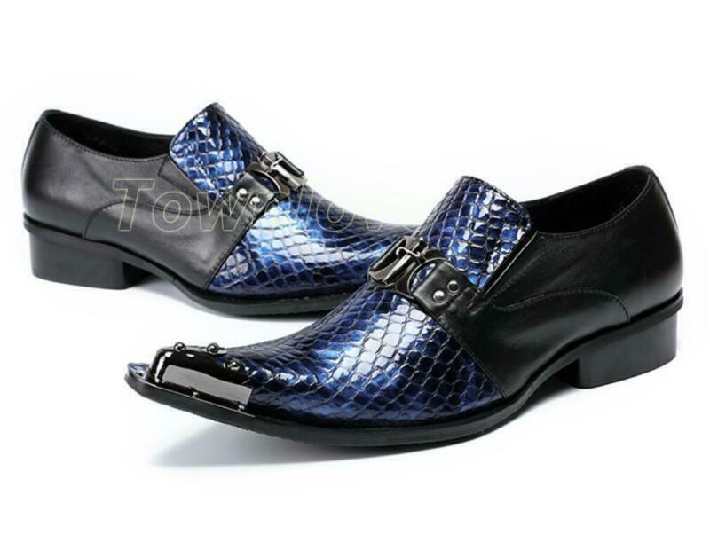 Mens Metal Toe Leather Party Dress Leather Club Pointed Toe Formal ...