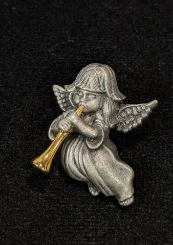 Pewter Silver Tone Gold Tone Angel Cherub Trumpet Pin 11505 | eBay