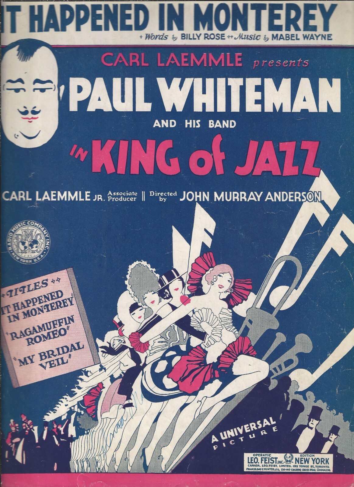 It Happened in Monterey by Billy Rose & Mabel Wayne ~ 1930 Movie KING ...