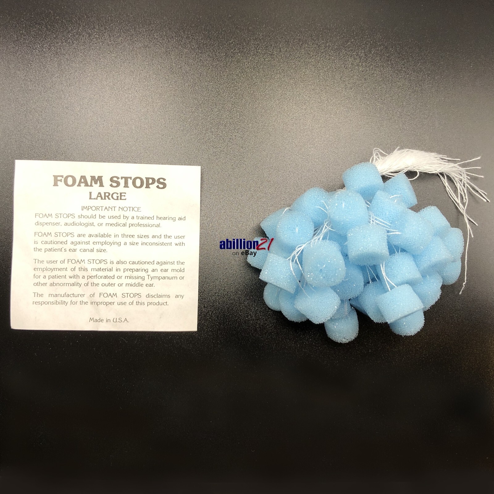 OTO BLOCKS Large Foam Stops MADE IN USA Hearing Aid Ear Impression Pack ...