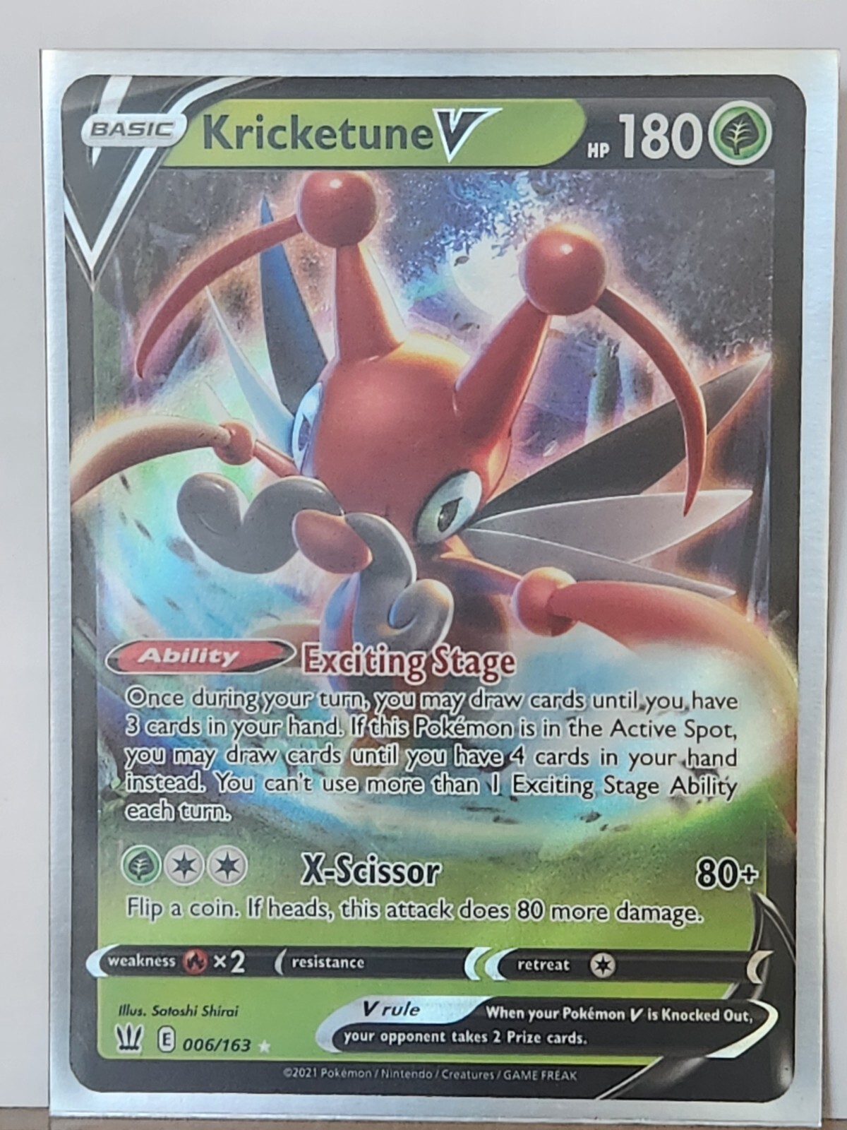 Kricketune V 006/163 Full Art Ultra Rare Pokemon Battle Styles | eBay