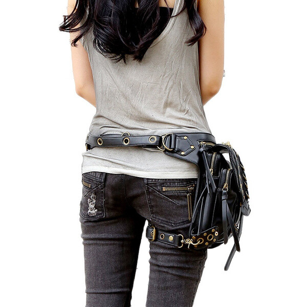 Steampunk Crossbody Gothic Bag Purse Pouch Waist Biker Pack Leg Hip ...