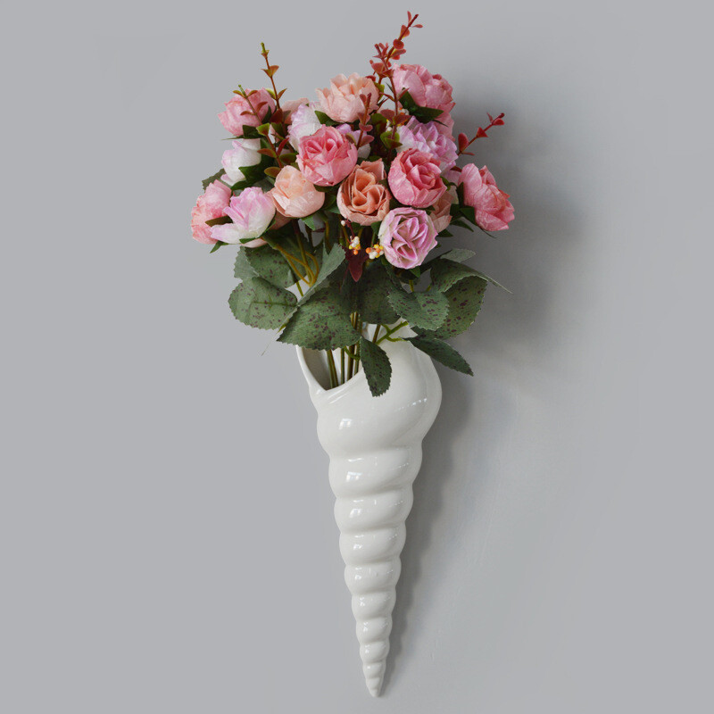 Sea Shell Conch Flower Vase Porcelain Craft Home Wedding Wall Decor Art ...