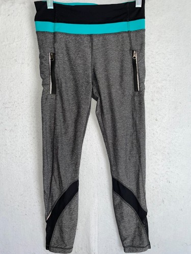 Lululemon leggings sz 4 Colorblock Gray Blue Zip Pockets | eBay