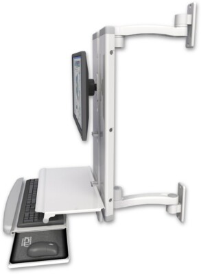 ICW VT21 Dual Arm Workstation with a work surface tray and slide-out ...